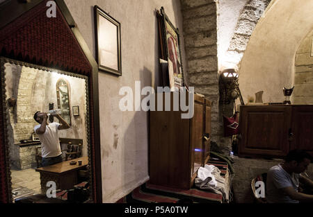 GAZA, Palestinians relax in Hamam al-Samra, a traditional Turkish steam ...
