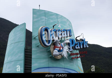 View of the Ocean Park logo at the amusement and and animal theme park ...