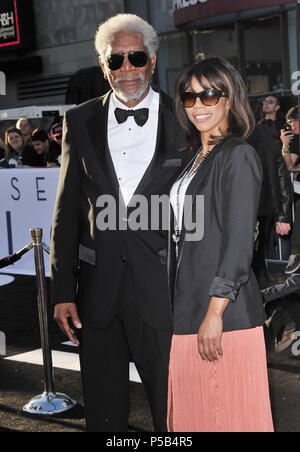 Morgan Freeman and daughter Morgana arriving at the 7609 Oblivion ...