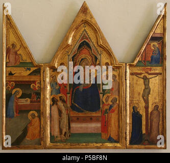 Bernardo Daddi Triptych Of The Virgin Nursing The Child Flanked With