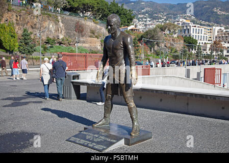 Bronze statue of Christiano Ronaldo outsde the CR7 Museum in Funchal ...