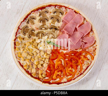 Pizza assortment mix with ham and mushrooms Stock Photo - Alamy