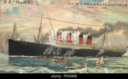 N/A. English: Colour drawing of the SS Kaiser Wilhelm der Grosse by an ...