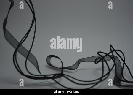 Beautiful small black long ropes, transparent black ribbon beautifully ...