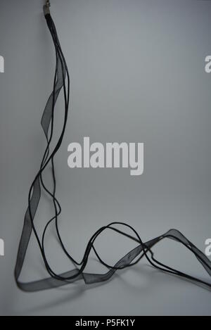 Beautiful small black long ropes, transparent black ribbon beautifully ...