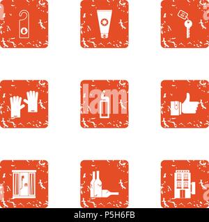 Room of the student icons set, grunge style Stock Vector Image & Art ...