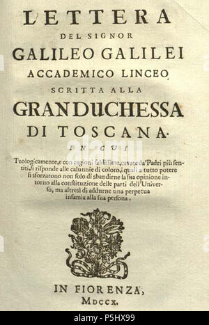 Cover of Galileo's Letter to the Grand Duchess Christina Stock Photo ...