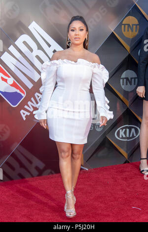 Adrienne Houghton attends the 2018 NBA Awards at Barker Hangar in Santa ...