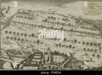 1792 reproduction map of the Battle of Naseby Stock Photo - Alamy