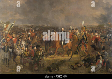 Prussian troops in the Battle of Waterloo, 1815, print, 1815 Stock ...
