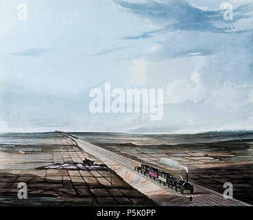 View of the Railway across Chat Moss, Railroad between Liverpool and ...