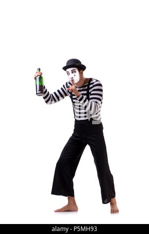 Mime drinking wine isolated on white background Stock Photo - Alamy