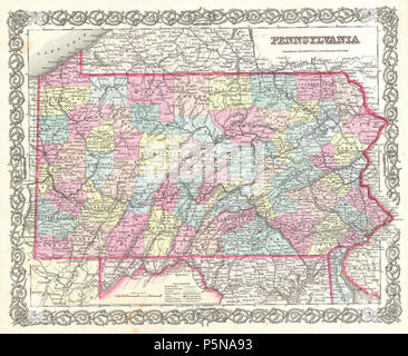 The 1855 Colton Map of Pennsylvania is a historical map detailing the ...
