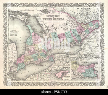 The 1855 Colton Map of Upper Canada (now Ontario) provides a detailed ...