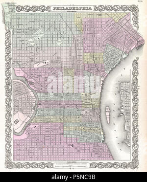 The 1855 Colton Plan of Philadelphia is a historic map detailing the ...