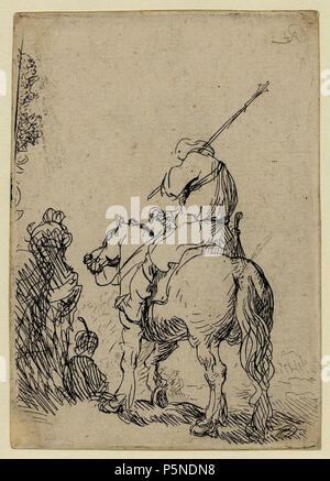 Turbaned Soldier on Horseback, Rembrandt van Rijn, c. 1629 print paper ...