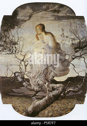 Giovanni Segantini (1858 - 1899), Italian painter. 'Bevendo alla ...