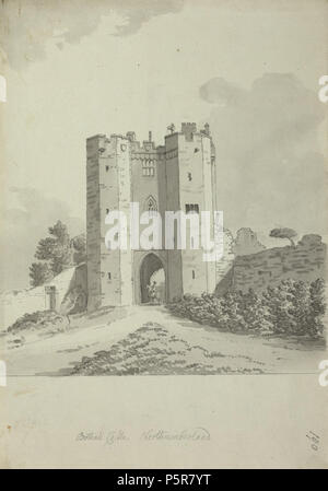 Bothal Castle by Samuel Hieronymus Grimm (cropped Stock Photo - Alamy