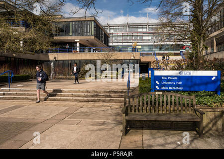 University of Bath Claverton Down campus buildings by the lake ...
