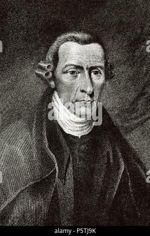 Engraved portrait of Patrick Henry, a Founding Father, he served as the ...