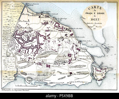 Diu map 1886 Stock Photo - Alamy