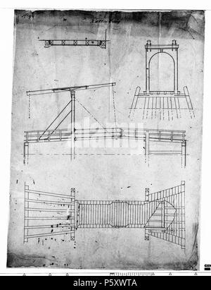 Constructietekening van een klap- of wipbrug, genaamd Kattenbrug, Afb ...