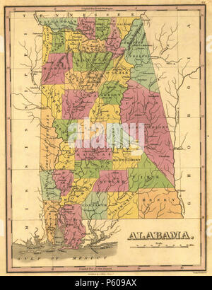 N/A. 'Alabama', showing county boundaries & Native territories . 1833 ...