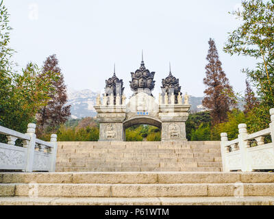 Qingdao, China - December 2017: Entrance to the Taiqing temple or ...