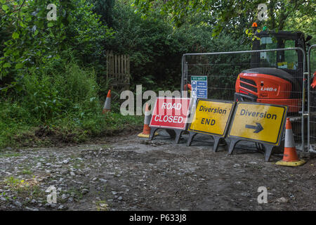 Road signs. Deviation on the route, signaling of an obstacle and ...