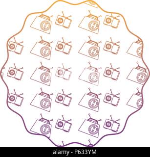 circular frame with retro radio pattern over white background, vector ...