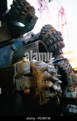 Reverse circulation drill head on Seacore barge at Kincardine bridge ...