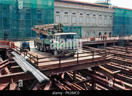 Heavy steel propping for basement construction, Singapore National ...
