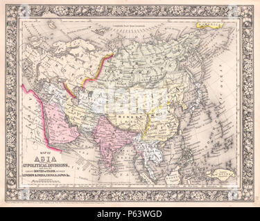 1864, Mitchell Map of Asia Stock Photo - Alamy