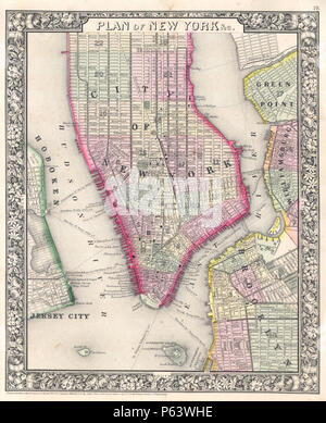 The 1864 Mitchell Map of New York City provides a detailed geographical ...