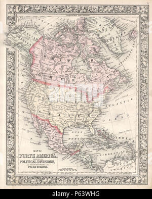 The 1864 Mitchell Map of North America, a detailed historical map ...