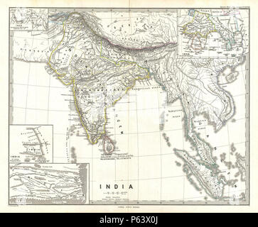 The 1865 Spruner Map of India and Southeast Asia offers a detailed ...