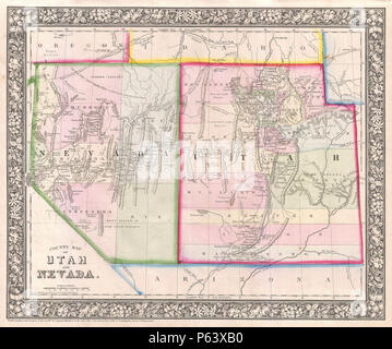 The 1866 Mitchell Map of Utah and Nevada provides a historical ...