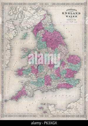 This 1867 Johnson map of England and Wales provides a detailed ...