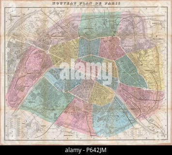 This 1870 pocket map of Paris by Hachette provides a detailed view of ...