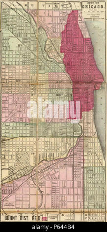 1871 Chicago Burnt District Map Stock Photo - Alamy