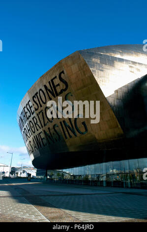 Designed and built in Wales, the Wales Millennium Centre on Cardiff Bay ...