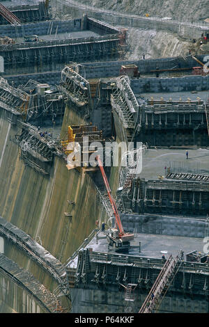 Ertan Double curved concrete arch dam. Upper Yangtse River. Szechuan ...
