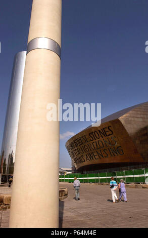 Designed and built in Wales, the Wales Millennium Centre on Cardiff Bay ...