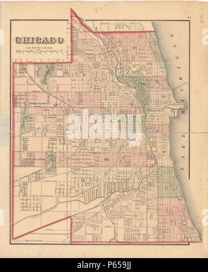 1876 Chicago Map by Colton & Co Stock Photo - Alamy