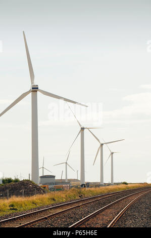 A windfarm on the outskirts of Workington at Siddick, Cumbria, UK Stock ...
