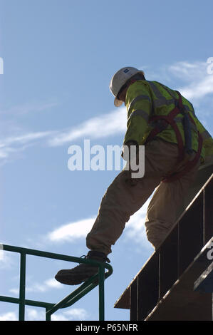 Construction worker ignoring the basic rules of health and safety on a ...