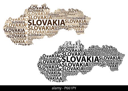 Sketch Slovakia letter text map, Slovak Republic - in the shape of the ...