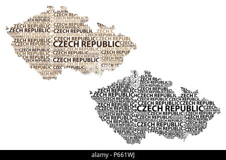 Sketch Czech Republic letter text map, Czechia - in the shape of the ...