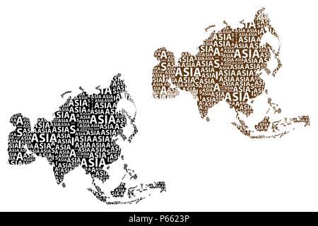 Sketch Asia letter text continent, Asia word - in the shape of the ...
