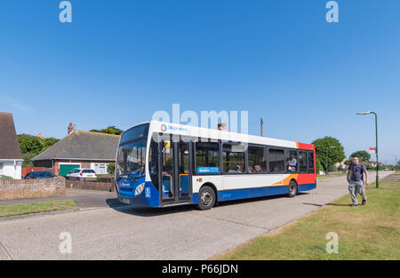 Number 9 Stagecoach single deck bus in a residential area in ...